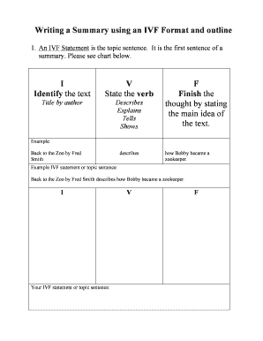 Fillable Online Writing a Summary using an IVF Format and outline Fax ...