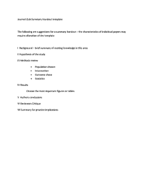 Journal Club Handout Template - Fill Online, Printable, Fillable, Blank ...