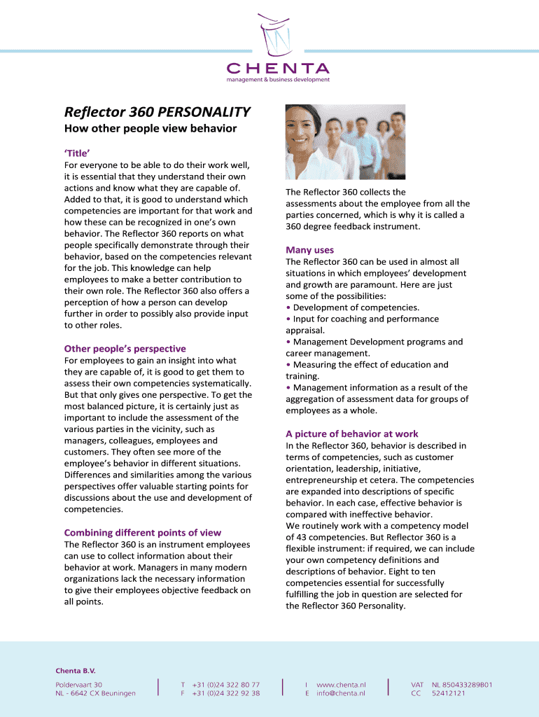 Fillable Online Reflector 360 PERSONALITY Fax Email Print - pdfFiller