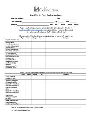 Fillable Online Adult/Youth Class Evaluation Form Fax Email Print ...