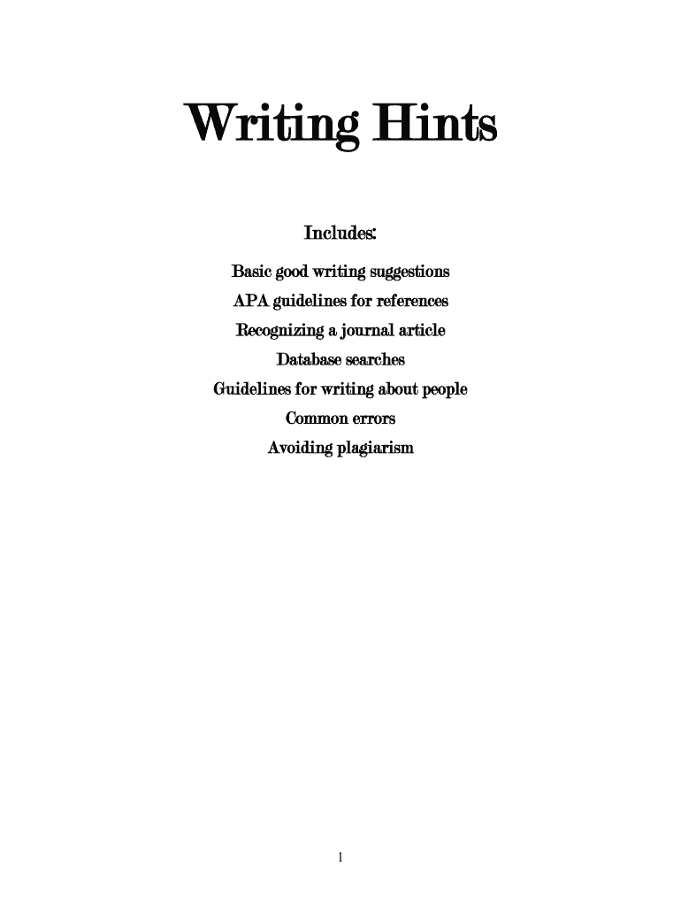 Fillable Online Writing Hints Fax Email Print - pdfFiller