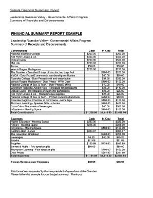 Fillable Online Sample Financial Summary Report Fax Email Print - pdfFiller