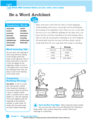Fillable Online Words With Common Roots (cur/curs, micro, mort, scope ...