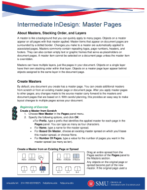 Fillable Online Intermediate InDesign: Master Pages Fax Email Print ...