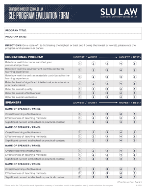 Fillable Online law slu CLE PROGRAM EVALUATION FORM Fax Email Print ...