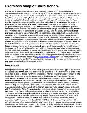 Fillable Online Exercises simple future french Fax Email Print - pdfFiller