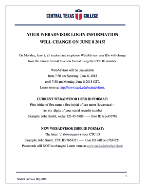 Fillable Online YOUR WEBADVISOR LOGIN INFORMATION Fax Email Print - pdfFiller
