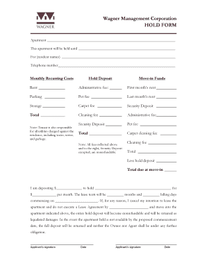 Fillable Online HOLD FORM Fax Email Print - pdfFiller