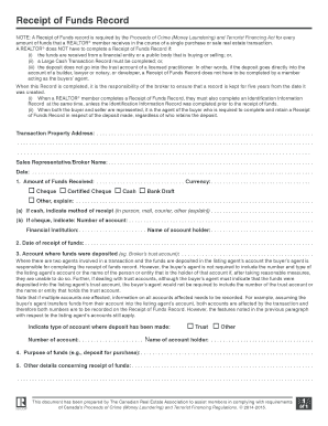 Fillable Online Receipt of Funds Record Fax Email Print - pdfFiller