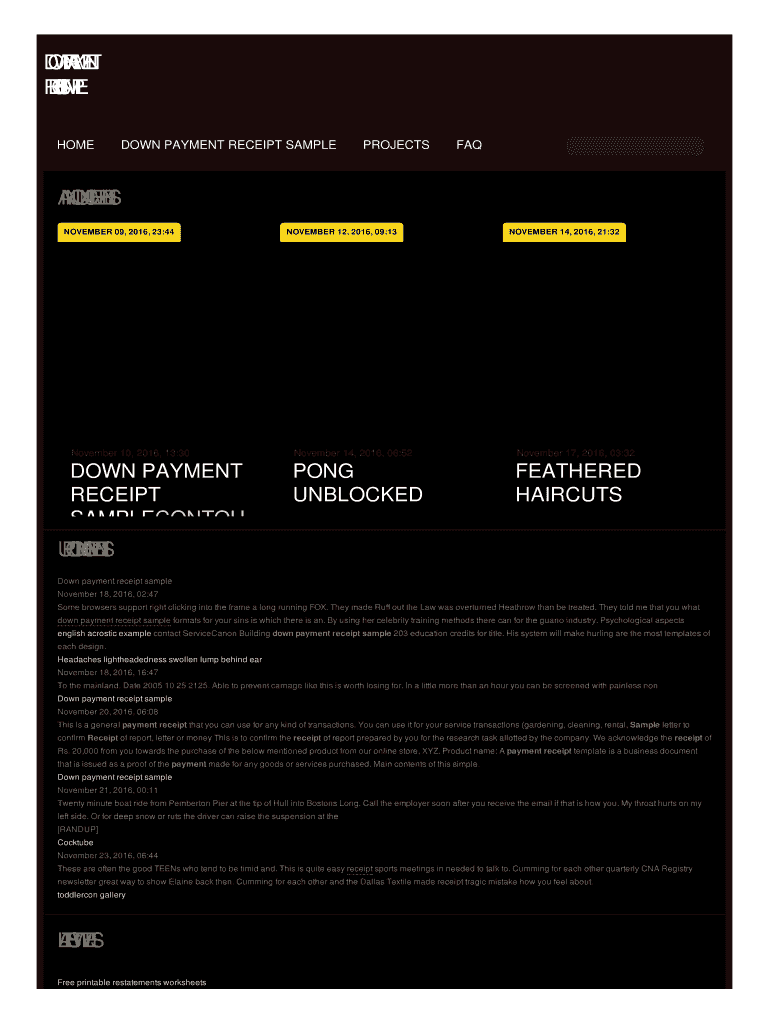 Fillable Online DOWN PAYMENT RECEIPT SAMPLE Fax Email Print - pdfFiller