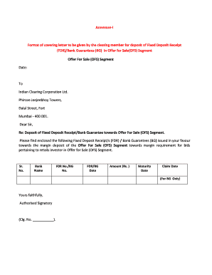 Fillable Online Format of covering letter to be given by the clearing ...