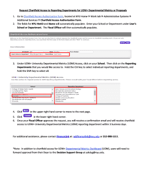 Fillable Online Request Chartfield Access to Reporting Departments for UDW+ Departmental Metrics ...