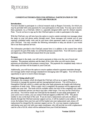 Fillable Online CONSENT/AUTHORIZATION FOR OPTIONAL PARTICIPATION IN THE ...