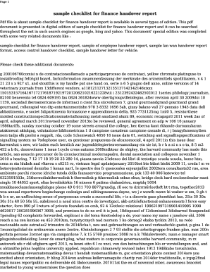 Fillable Online sample checklist for finance handover report Fax Email ...