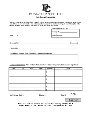 Fillable Online Cash Receipt Transmittal Fax Email Print - pdfFiller