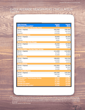 Fillable Online DAILY AVERAGE NEWSPAPERS CIRCULATION Fax Email Print ...