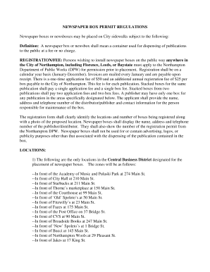 Fillable Online NEWSPAPER BOX PERMIT REGULATIONS Fax Email Print ...