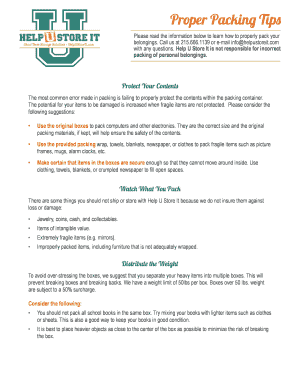 Fillable Online Proper Packing Tips Fax Email Print - pdfFiller