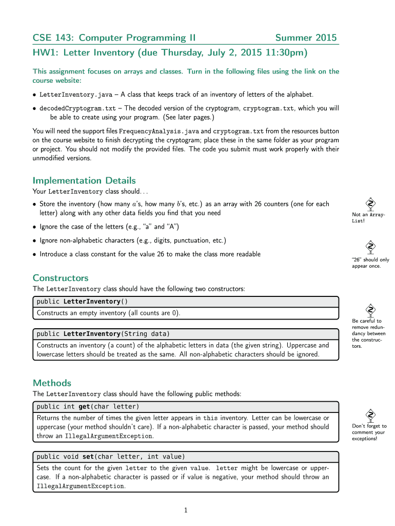 Fillable Online CSE 142 Syllabus - CSE Home - University of Washington Fax Email Print - pdfFiller