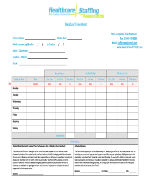 Fillable Online Medical Timesheet Fax Email Print - pdfFiller