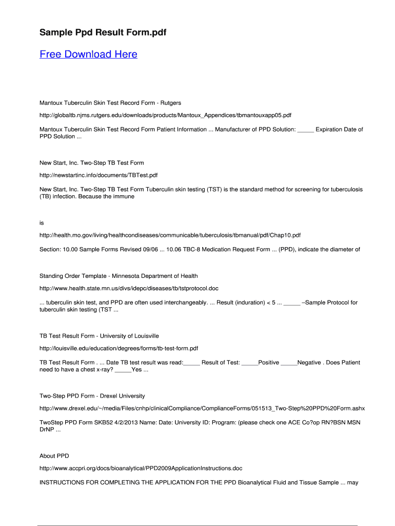 Fillable Online Sample Ppd Result Form Fax Email Print - pdfFiller