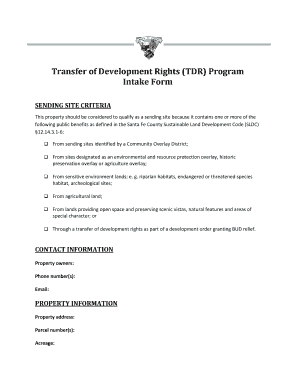 Fillable Online Transfer of Development Rights (TDR) Program Fax Email ...