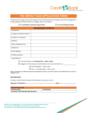 Fillable Online THE IMPACT HUB APPLICATION FORM Fax Email Print - pdfFiller