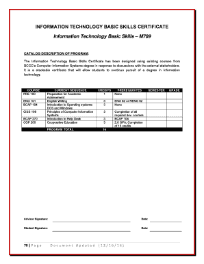Fillable Online portal bccc INFORMATION TECHNOLOGY BASIC SKILLS ...