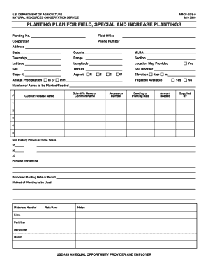 Fillable Online PLANTING PLAN FOR FIELD, SPECIAL AND INCREASE PLANTINGS ...