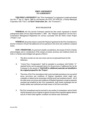 Fillable Online THIS FIRST AMENDMENT (the First Amendment) to Agreement ...