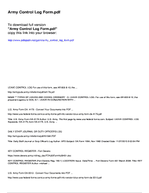 Fillable Online Army Control Log Form Fax Email Print - pdfFiller