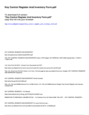 Fillable Online Key Control Register And Inventory Form Fax Email Print ...