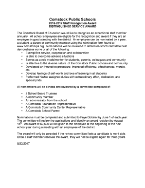 Fillable Online The Comstock Board of Education would like to recognize ...