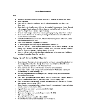 Fillable Online Caretakers Task List Fax Email Print - pdfFiller