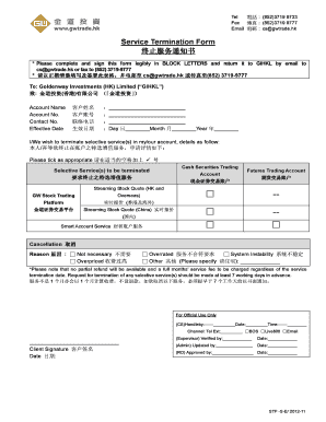 Fillable Online Service Termination Form Fax Email Print - pdfFiller