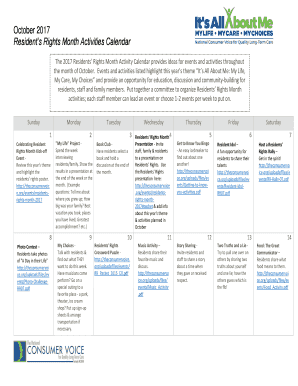 Fillable Online Residents Rights Month Activities Calendar Fax Email ...