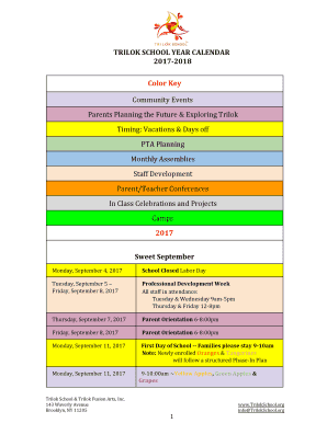 Fillable Online TRILOK SCHOOL YEAR CALENDAR Fax Email Print - pdfFiller