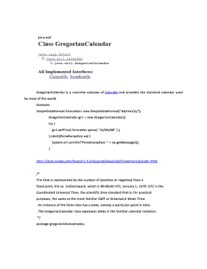 Fillable Online GregorianCalendar is a concrete subclass of Calendar ...