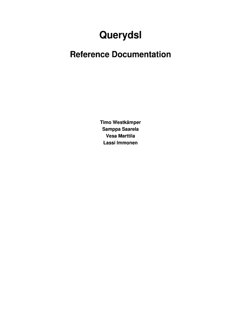 Fillable Online Querydsl: Reference Documentation Fax Email Print ...