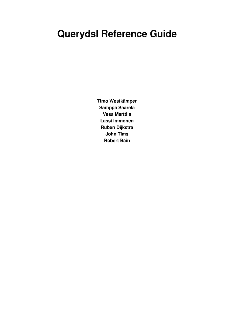 Fillable Online Querydsl Reference Guide Fax Email Print - pdfFiller