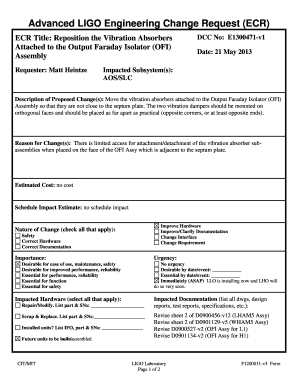 Fillable Online ECR Title: Reposition the Vibration Absorbers Fax Email ...