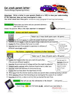 Fillable Online Car crash parent letter: Fax Email Print - pdfFiller