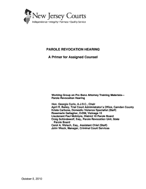 Fillable Online PAROLE REVOCATION HEARING Fax Email Print - pdfFiller