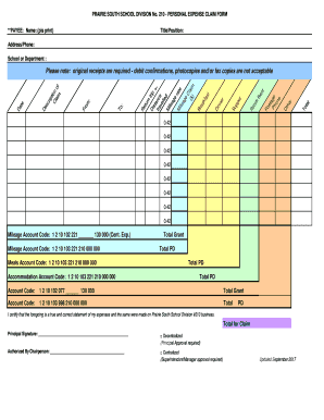 Fillable Online 210 - PERSONAL EXPENSE CLAIM FORM Fax Email Print ...