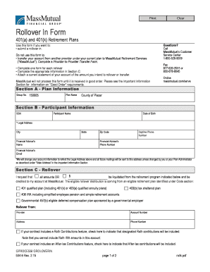 Fillable Online Rollover In Form Fax Email Print - pdfFiller