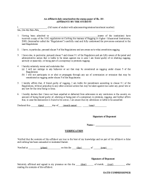 Fillable Online An Affidavit duly notarized/on the stamp paper of Rs ...