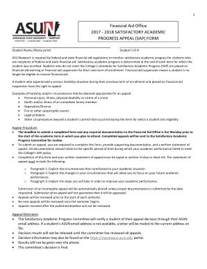 Fillable Online files asun PROGRESS APPEAL (SAP) FORM Fax Email Print ...