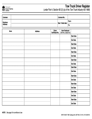 Fillable Online Tow Truck Driver Register Fax Email Print - pdfFiller