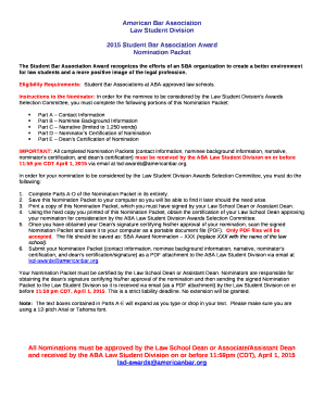 The Student Bar Association Award recognizes the efforts of an SBA ...