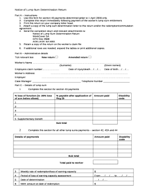 Notice of Lump Sum Determination Return Doc Template | pdfFiller